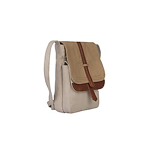 Mona B Canvas Handbag for Women | Zipper Bag | Crossbody Bag | Stylish Vintage Recycled Upcyled Bags Women (Brown-Rowen)