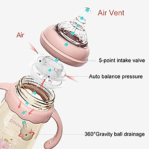 POTATO Baby Bottles PPSU Baby Feeding Bottle 10 oz Anti-Colic Bottles with Silicone Nipples Breastfeeding Bottles for Babies & Toddlers - Pink