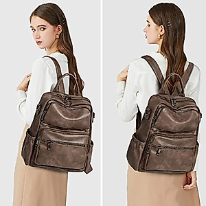 MYHOZEE Leather Backpack Purse for Women, Ladies Fashion Backpacks Handbags Western Coffee Back Pack Purses Vegan Work Travel Bagpack Designer Satchel Bags Small Shoulder Bag