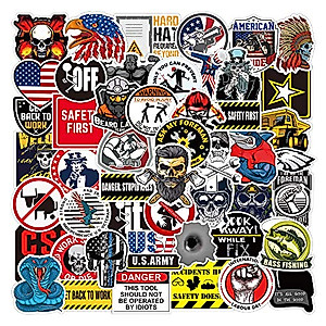 105pcs Pack Hard Hat Stickers, Funny Sticker for Helmet Hood Hardhats Tool Box Car, Gifts for Men Adult Essential Worker Welder Construction Union Military Electrician, American Patriotic Vinyl Decals