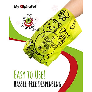 My AlphaPet Compostable Dog Poop Bags, Cornstarch Eco-Friendly, HOME COMPOST NF T 51-800, 240 Count, Large Size Bag 9x13 Inches, 16 Unscented Refill Rolls, Leak-proof, Plantbased, GM-Free Corn (Green)