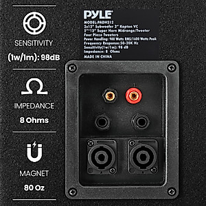 Pyle Portable Cabinet PA Speaker System - 1600 Watt Outdoor Stereo Sound Speakers w/ Dual 12" Woofers, 3.4" Piezo Tweeters, 5"x12" Super Horn Midrange, Crossover Network
