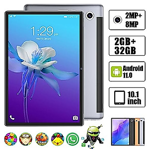 deriny S15 10 inch Android Tablet,1080p Full HD,Long Lasting Battery,Dual Camera,2GB RAM 32GB ROM,Dual SIM,WiFi,GPS,Bluetooth,Fire HD Kids Tablet,Widely Compatible with App(Gray)