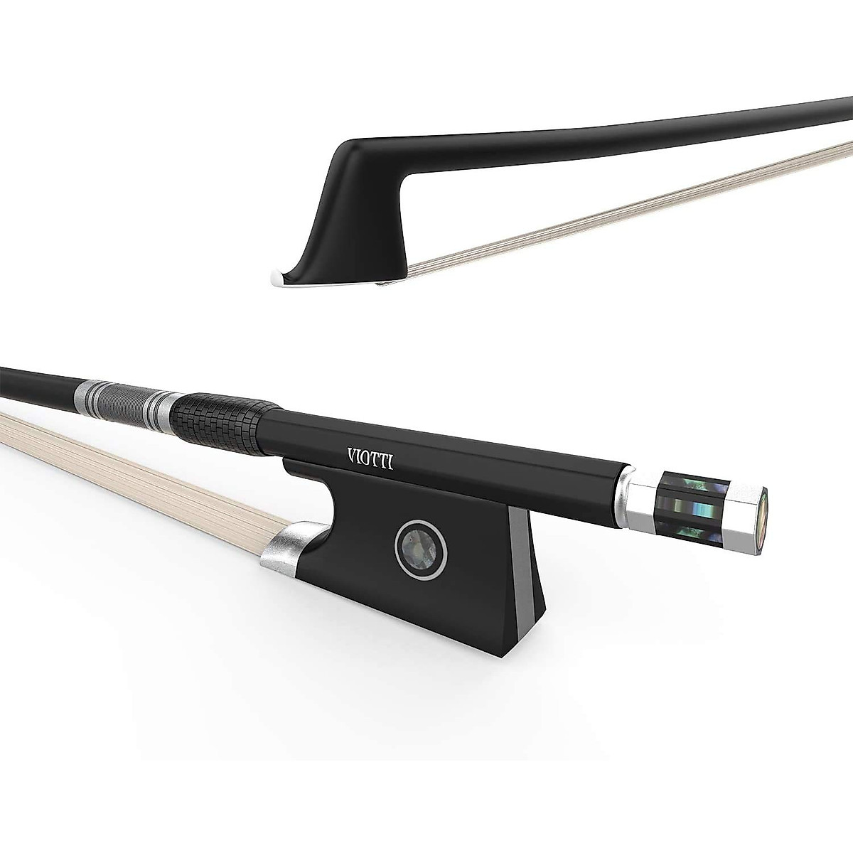 Viotti Carbon Fiber Violin Bow, Hand Crafted by Professional Violin & Bow Makers, Strong, Stiff & Well Balanced, Made with Mongolian Horse Hair, For Violinists & Fiddlers of All Skill Levels