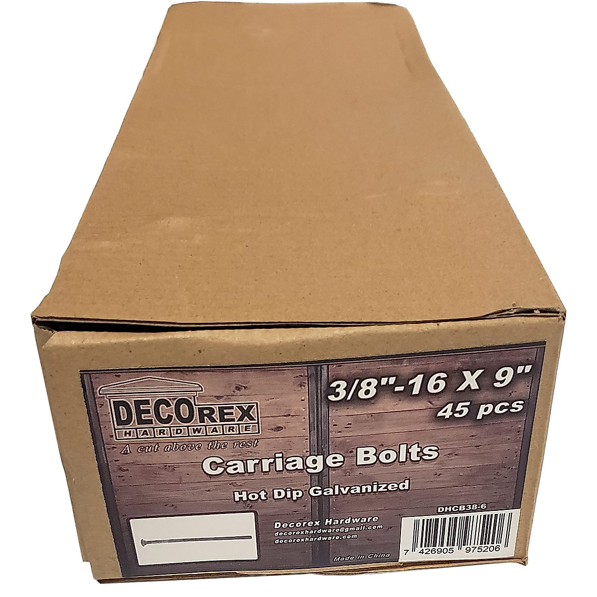 3/8" - 16 x 9 Carriage Bolt | Round Head | Hot Dip Galvanized | 45pcs Box