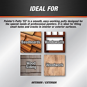 DAP 7079812240 Painters Putty Hp Raw Building Material, 1/2 Pint, White, 96 Fl Oz