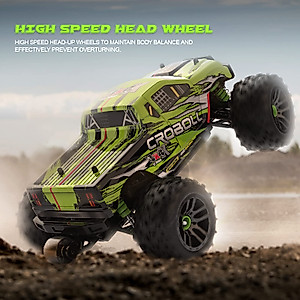 CROBOLL 1:18 Remote Control car for Kids Adults,36 KPH High Speed Monster Trucks 4x4 Off-Road Hobby Fast RC Car,2.4GHz 4WD All Terrain Electric Vehicle with 2 Rechargeable Batteries,Gifts for Boy Girl