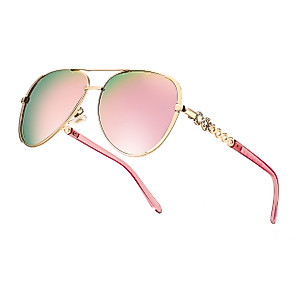 FEISEDY Retro Polarized Pilot Sunglasses for Women 70s Vintage Trendy Shades B4147