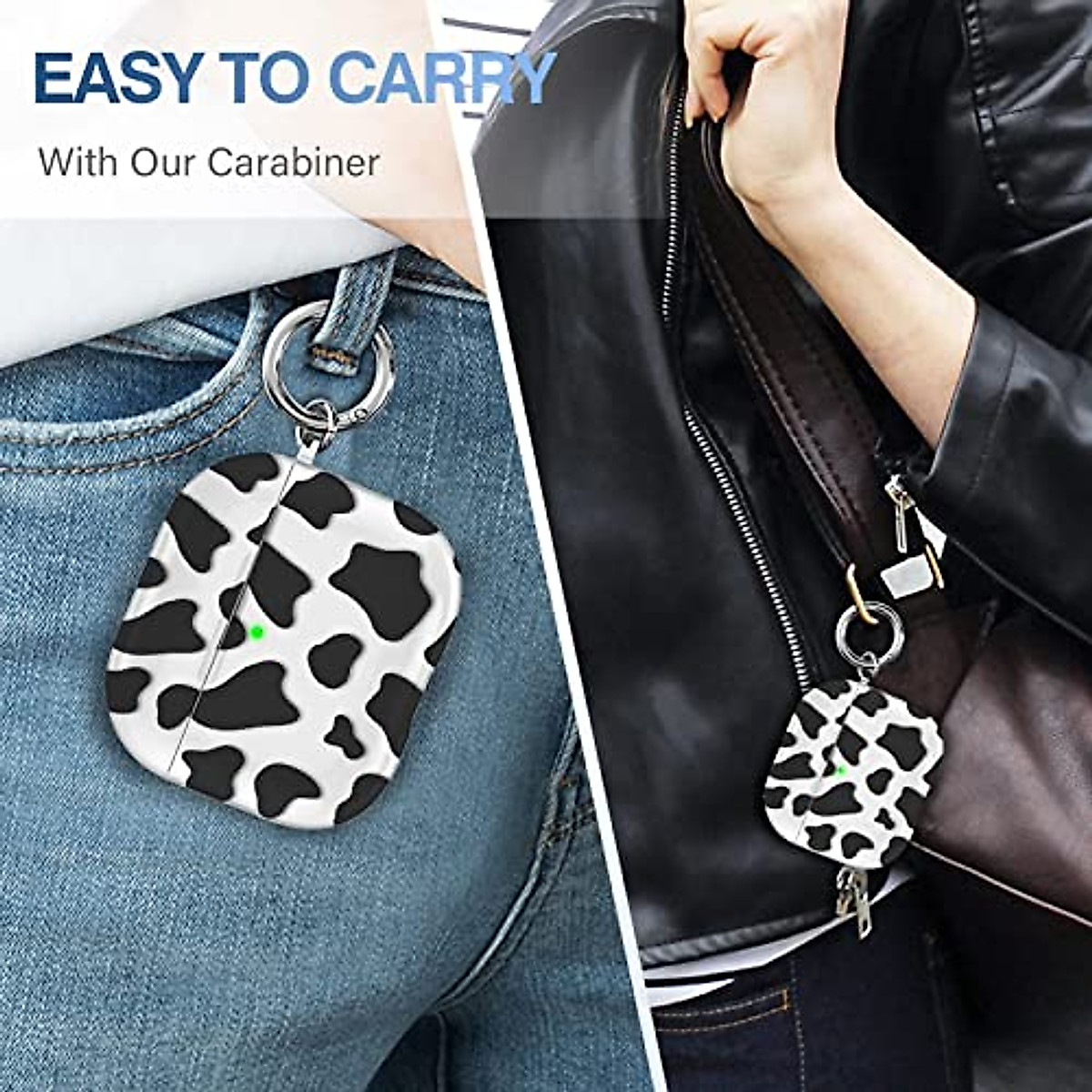 Valkit AirPods 3 Case Cover Silicone for Airpods 3rd Generation 2021 Soft TPU Protective Case Skin Portable & Shockproof Women Girls with Keychain for Apple Airpods 3 Charging Case (Black White Cow)