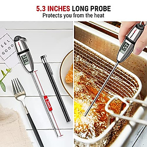 ThermoPro TP-02S Instant Read Meat Thermometer Digital Cooking Food Thermometer with Super Long Probe for Grill Candy Kitchen BBQ Smoker Oven Oil Milk Yogurt Temperature