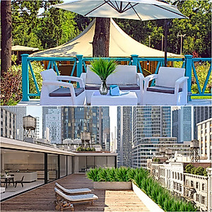 12 Bundles Artificial Wheat Grass Outdoor Plants, UV Resistant Fake Grass Faux Plastic Greenery Stems Plants for Porch Garden Farmhouse Window Box Decorating