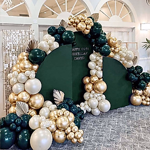Emerald Green Balloon Garland Double Stuffed Dark Green White Pearl Balloon Forest Green Ivory Gold Balloon Arch Kit for Birthday Wedding Anniversary Graduation Christmas Party Decoration