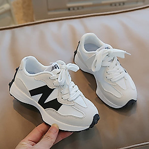 XinYiQu Boys Girls Breathable Casual Sneakers Outdoor Sports Running Tennis Shoes for Kids 13 Little Kid,White