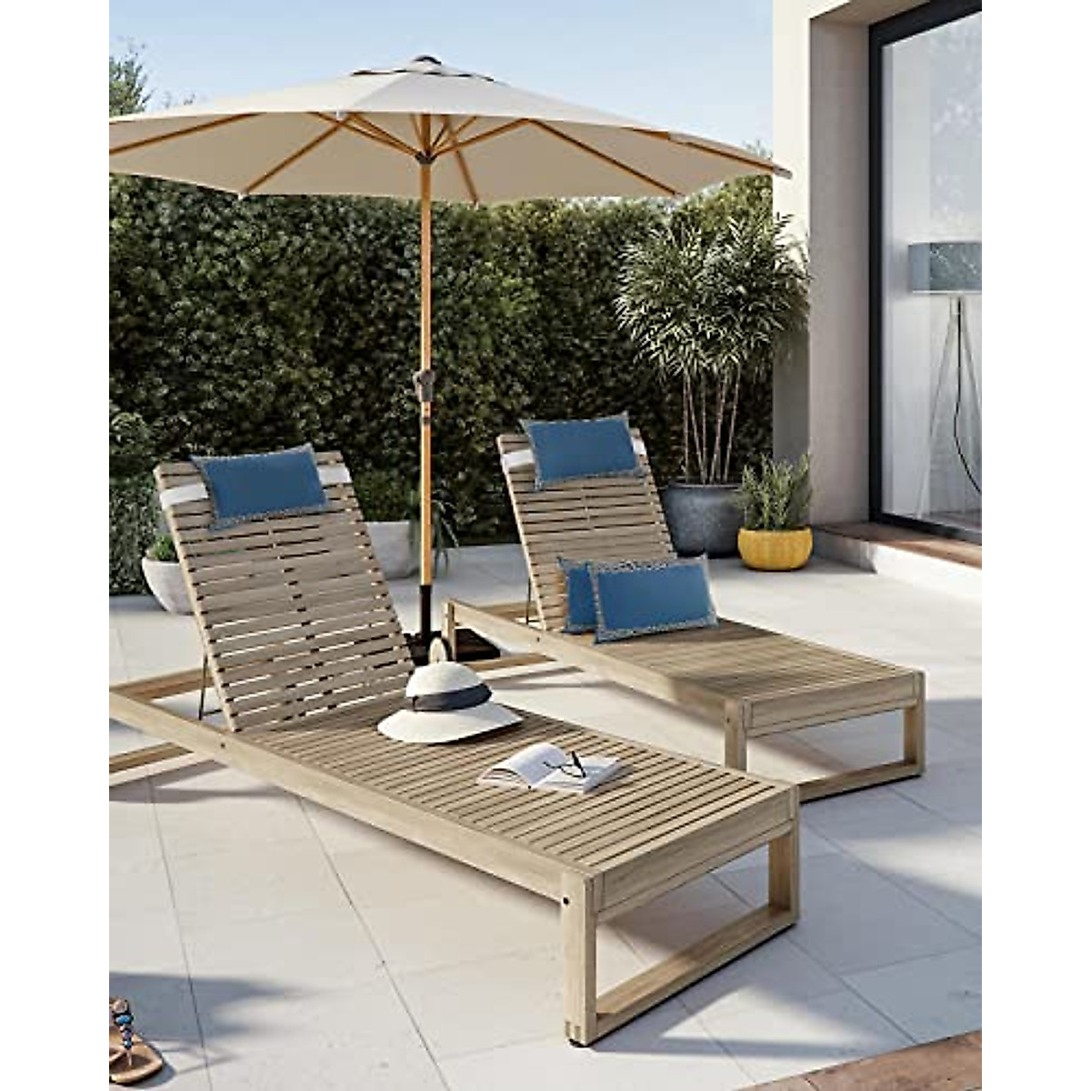 Recliner Head Pillow Ledge Loungers Chair Pillows with Insert Chinese Style Pattern Blue Background Lumbar Pillow with Adjustable Strap Outside Patio Decorative Garden Cushion for Bench Couch, 2 PCS