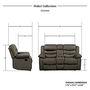 Lexicon Mabel Wall-Hugger Manual Double Reclining Loveseat, Brown