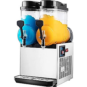 TECSPACE 110V Commercial Slushy Machine,15/30/45L Stainless Steel Margarita Smoothie Frozen Drink Maker for Ice Juice Tea Coffee Making, Sliver