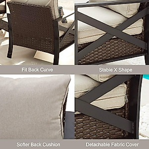 PatioFestival Wicker Outdoor Chair Rattan Armchair Chairs with Removable Cushions Patio Dinning Furniture for Garden Balcony Porch Poolside