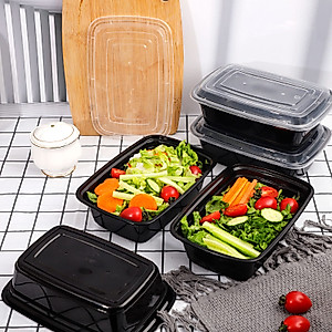 LIYH 50pcs Meal Prep Container 1 Compartment,45oz Food Storage Containers with Lids,Bento Box,Reusable BPA Free Lunch Boxes,Microwave Dishwasher Safe.