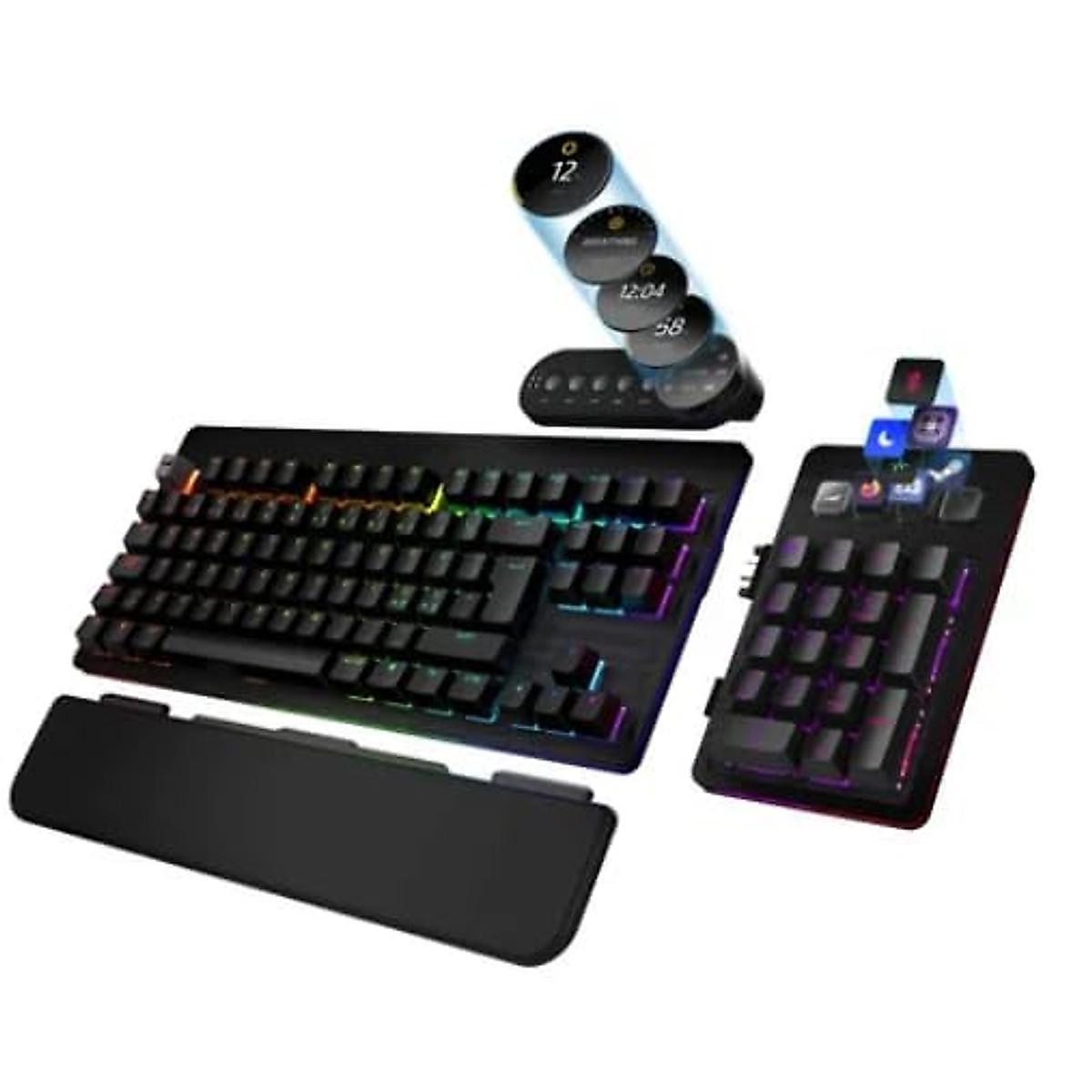 Mountain Everest Max Mechanical Gaming Keyboard - USB Hub - Cherry MX Hot-Swappable Switches - RGB Backlit (Midnight Black, Red - Linear & Quiet)