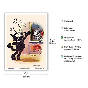 Felix The Cat - Vintage Cartoon by Otto Messmer c.1920s - Master Art Print (Unframed) 9in x 12in