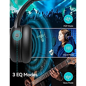 TECKNET Wireless Bluetooth Headphones Over Ear, 65H Playtime Foldable cordless headphones with Soft Ear Cups,Built-in Mic, Deep Bass Hi-Fi Stereo Lightweight Earphones for PC, Cell Phone, Laptop-Black