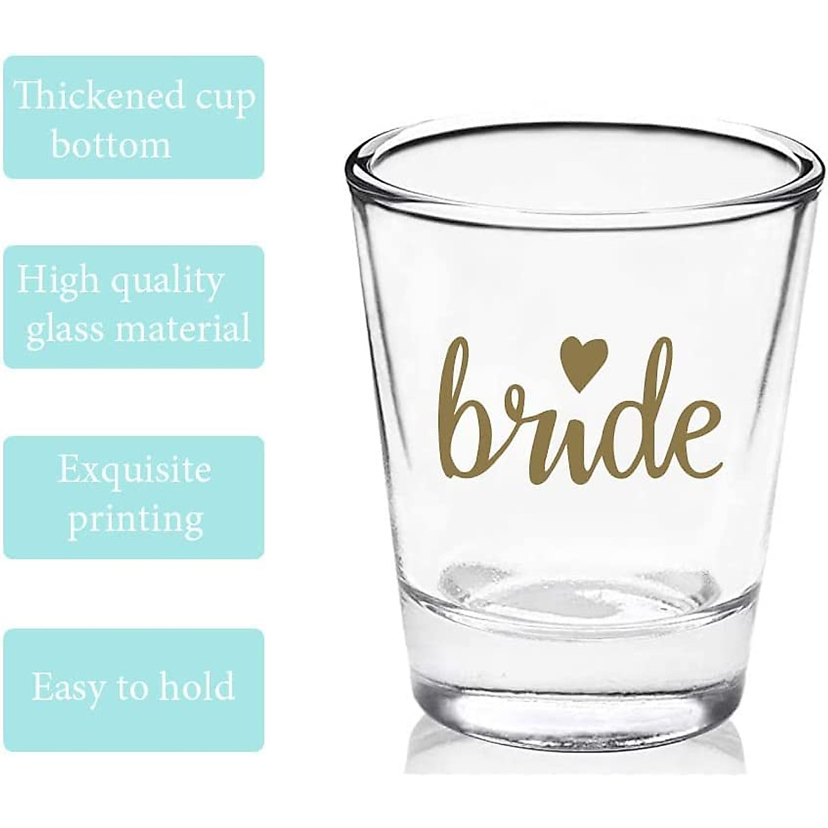 LADY & HOME Bride and Bride Squad Bachelorette Party Shot Glasses-2.5oz,Set of 10,1 Bride and 9 Bride Squad Shot Glasses,Perfect Bridesmaid Gifts for Women and Bachelorette Party Favors (Squad)