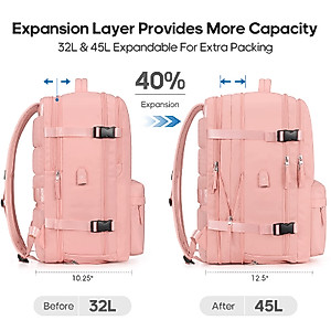 Bagsure Large Travel Backpack for Women Men, 45L Expandable Carry On Backpack, 17 Inch Laptop Backpack Waterproof College Business, Flight Approved