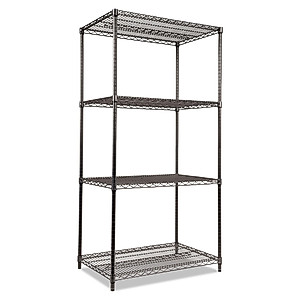 Alera ALESW503624BA Wire Shelving Starter Kit, Four-Shelf, 36w x 24d x 72h, Black Anthracite