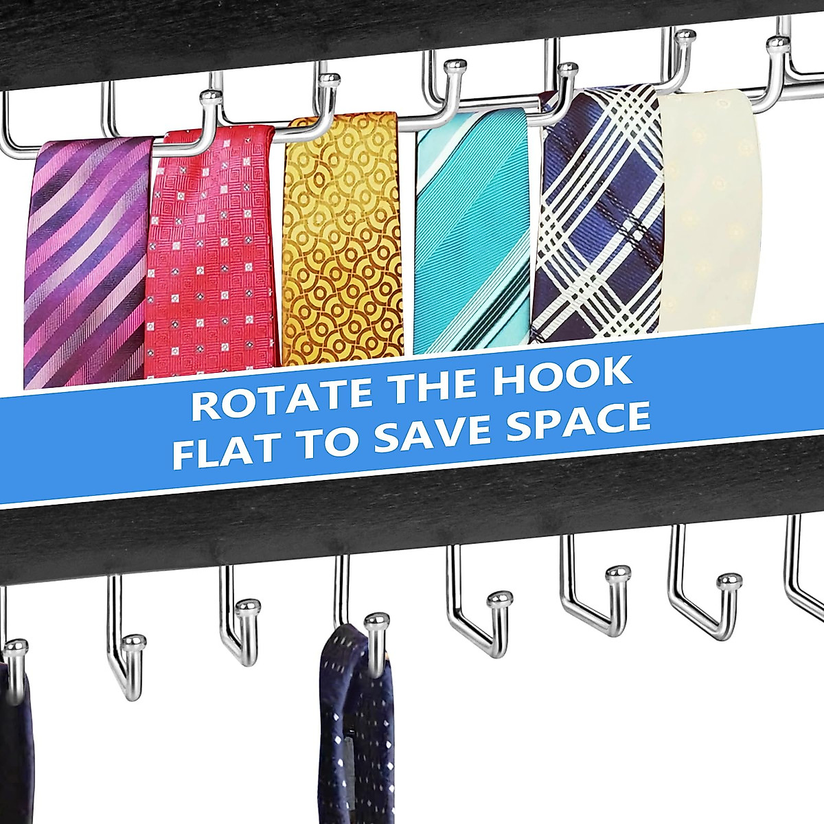 Tie Rack Wall Mounted, Tie, Belt and Scarf Hanger 20 Hook, Tie and Belt Organizer