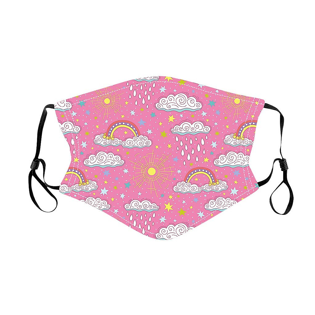 Polwer 5pcs Kids Reusable Face_Masks Washable Cute Cartoon Breathable Seamless Face Covering for Children Boys Girls