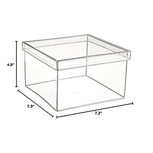 Design Ideas Lookers Box, 7.3" x 7.3" x 4.5" Soft Vinyl Storage Bin with Lid, Clear PVC Plastic with Metal Wire Frame (Large)