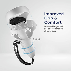 TNP Controller Grips for Oculus Quest 2 / Meta Quest 2 Knuckle Strap Black VR Touch Controller Hand Grip Cover Protector Sleeve with Anti-Throw Adjustable Straps