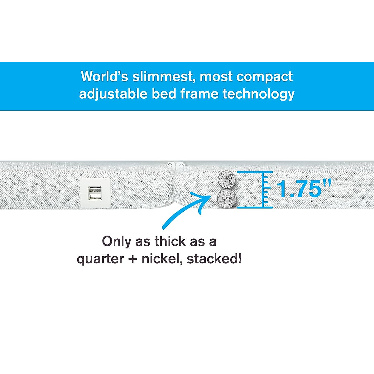 BedJet Adjustable Bed Frame - New Technology - Ultra-Slim 1.75" Thick Zero Clearance Legless Design for Any Bed Including Platform & Storage beds - Zero Gravity, Anti-Snore (Queen Frame Only)