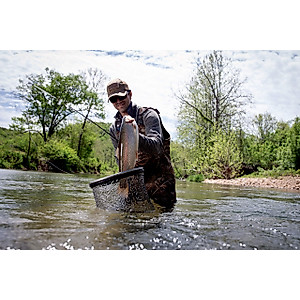 Frabill Floating Trout Net, 13" x 18", Black Finish, Fish Landing Net, Tangle-Free Micromesh Netting is Gentle on Fish, Comfortable Handle with Built-in Lanyard and Carabiner