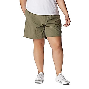 Columbia Women's Sandy River Cargo Short, Breathable, UPF 30 Sun Protection, Stone Green, Large