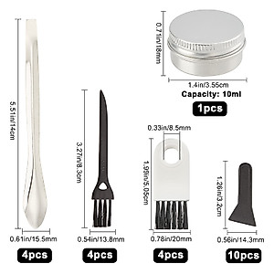 GORGECRAFT 23PCS Black Scrapers Brushes and Spoons Kit for Grinder Including Pollen Scraper Plastic Cleaning Brush Stainless Steel Spatula Micro Scoop Aluminium Tin Cans for Grinder