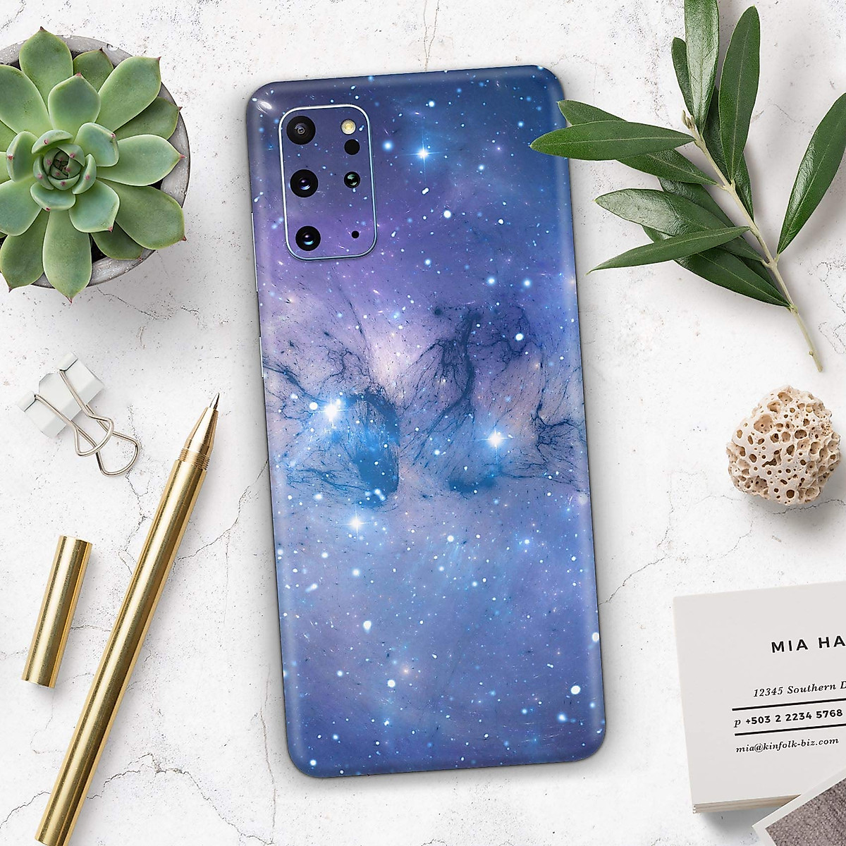 DesignSkinz Blue & Purple Mixed Universe | Protective Vinyl Decal Wrap Skin Cover Compatible with The Samsung Galaxy Note 8 (Full-Body, Screen Trim & Back Glass Skin)