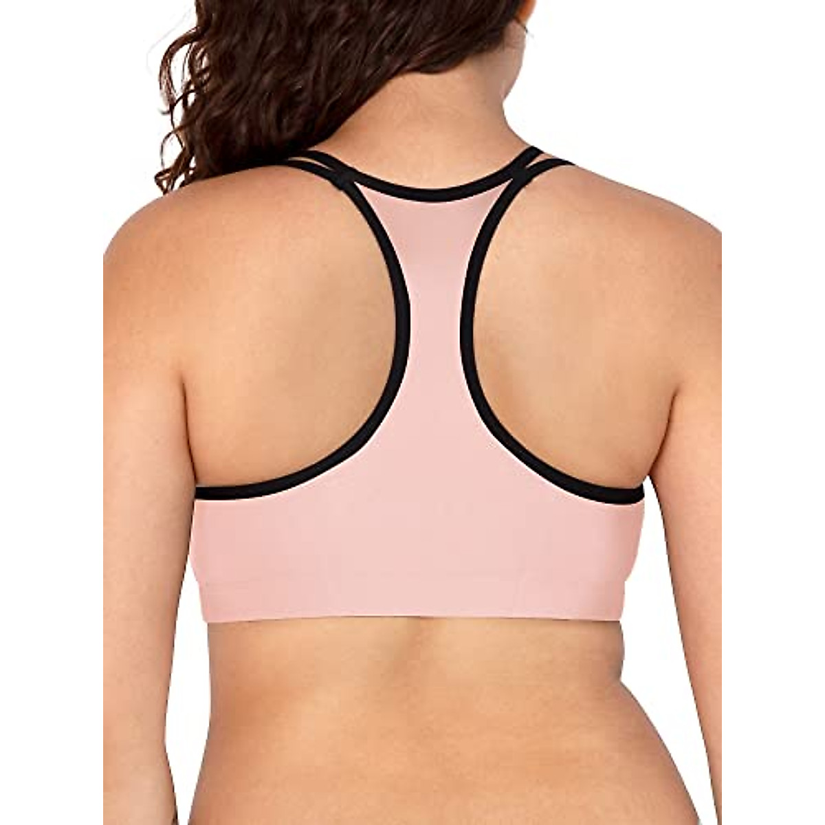 Fruit of the Loom Women's Spaghetti Strap Cotton Sports Bra-All-Day Comfort & Easy Movement, Petite Modern Camo/White/Black Hue/Blushing Rose with Black/Charcoal/Black Hue, 42