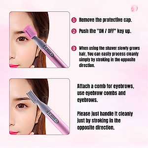 Eyebrow Razor, Facial Razor for Women, Eyebrow Trimmer, Eye Brow Razors for Women Face Razors Electric Eyebrows Shaver Facial Hair Trimmer Eyebrow Remover with Attachments Hair Razor for Eyebrow