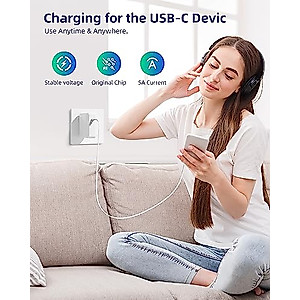 Mac Book Pro Charger - 118W USB C Fast Charger Power Adapter Compatible with USB C Port MacBook Pro, MacBook Air, New iPad Pro and All USB C Device, 7.2ft USB-C to C Charge Cable, White