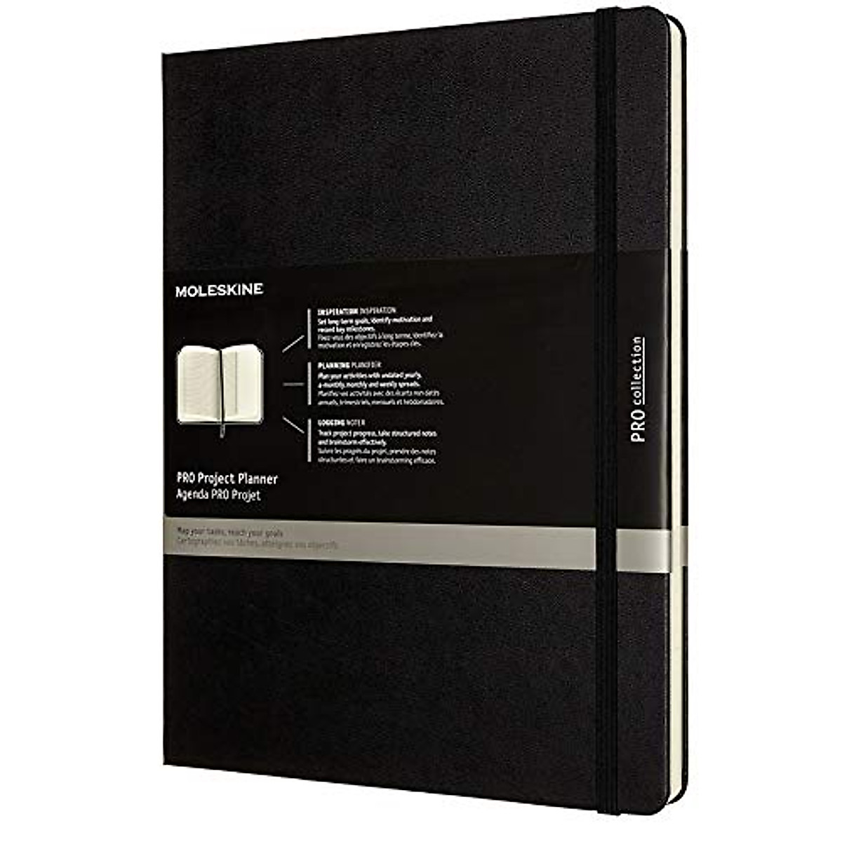 Moleskine PRO Project Planner, Hard Cover, XL (7.5" x 9.5") Black, 288 Pages