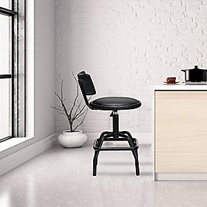 COSTWAY Adjustable Height Bar Stool, 360 Degree Swivel, Modern Guitar Stool for High Ergonomic Seating, with PU Leather Cushion, Heavy Duty Steel Frame for Bar, Shop and Music, Garage, Black