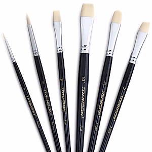 Transon Paint Brush Set 6pcs Art Painting Synthetic Bristle for Acrylic Watercolor Gouache Oil Leather Canvas and Face Painting