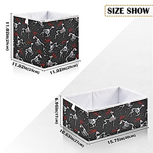 Ollabaky Christmas Deer Skeleton Skull Cube Storage Bin Closet Fabric Storage Cube Foldable Basket Box Clothes Organizer for Shelves, Nursery Storage Toy Bin-S