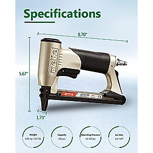 meite MT7116 Pneumatic Staple Gun - 22 Gauge 71 Series 3/8-Inch Crown 1/4-Inch to 5/8-Inch Length Air Upholstery Staple Gun Fine Wire Upholstery Stapler Gun