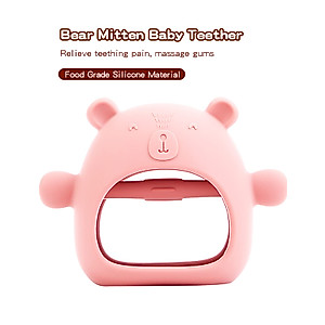 Baby Teething Toys, Foxin Bear Never Drop Silicone Teething Toys for Babies 6-12 Months,Infant Wrist Hand Baby Teether Pacifiers, Baby Chew Toys for Babies Over 3 Months Sucking Needs (Pink)