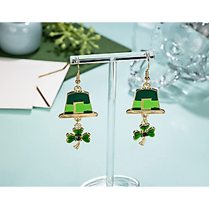 ST Patricks Day Lucky Charm Blessed Hat Clover earrings Saint Patrick's gift