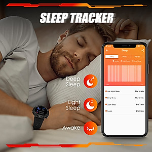 EIGIIS Smart Watch for Men 1.32” HD Rugged Military Smart Watch (Answer/Make Calls) Outdoor Sports Watch Fitness Tracker with Heart Rate Sleep Monitor Tactical Smartwatch for iPhone Android