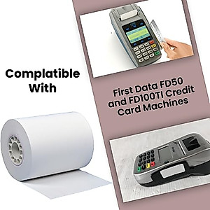 BAM POS Thermal Receipt Paper - Crisp & Clear Images, BPA Free - Ideal for First Data FD50 & FD100TI, Credit Card Machines - Pack of 50 Rolls