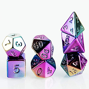 NUOBESTY 7pcs Polyhedral Dice Set Tabletop Roleplaying RPG Gaming Novelty Accessories for Role Playing Game Math Teaching